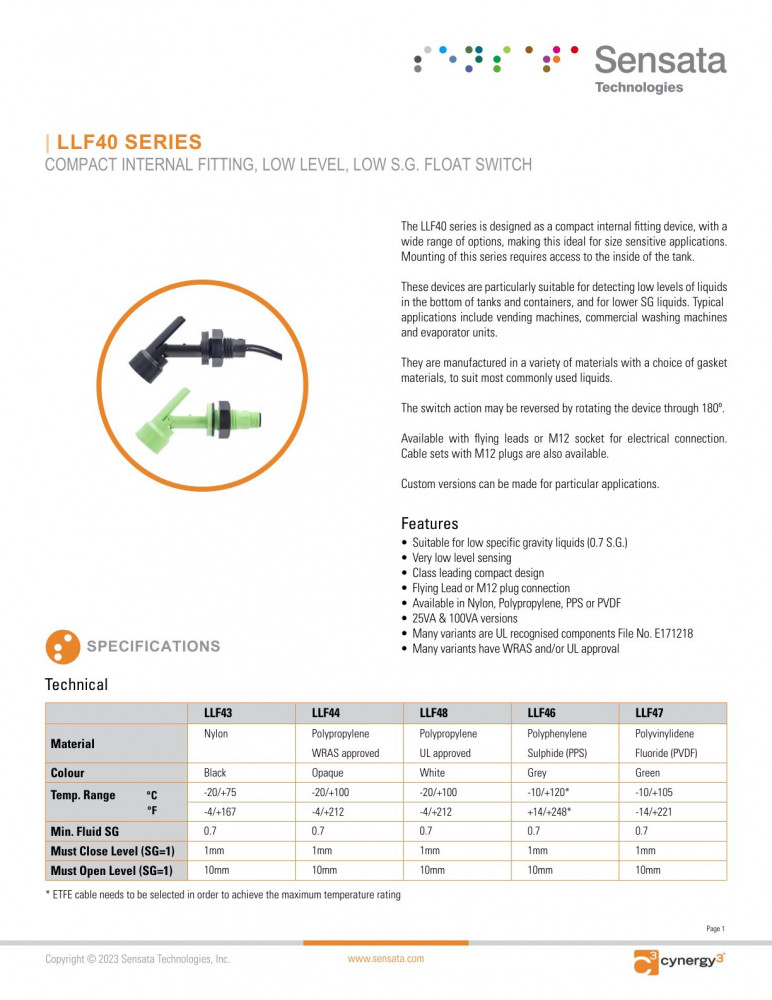 LLF47HGP technical document page 1