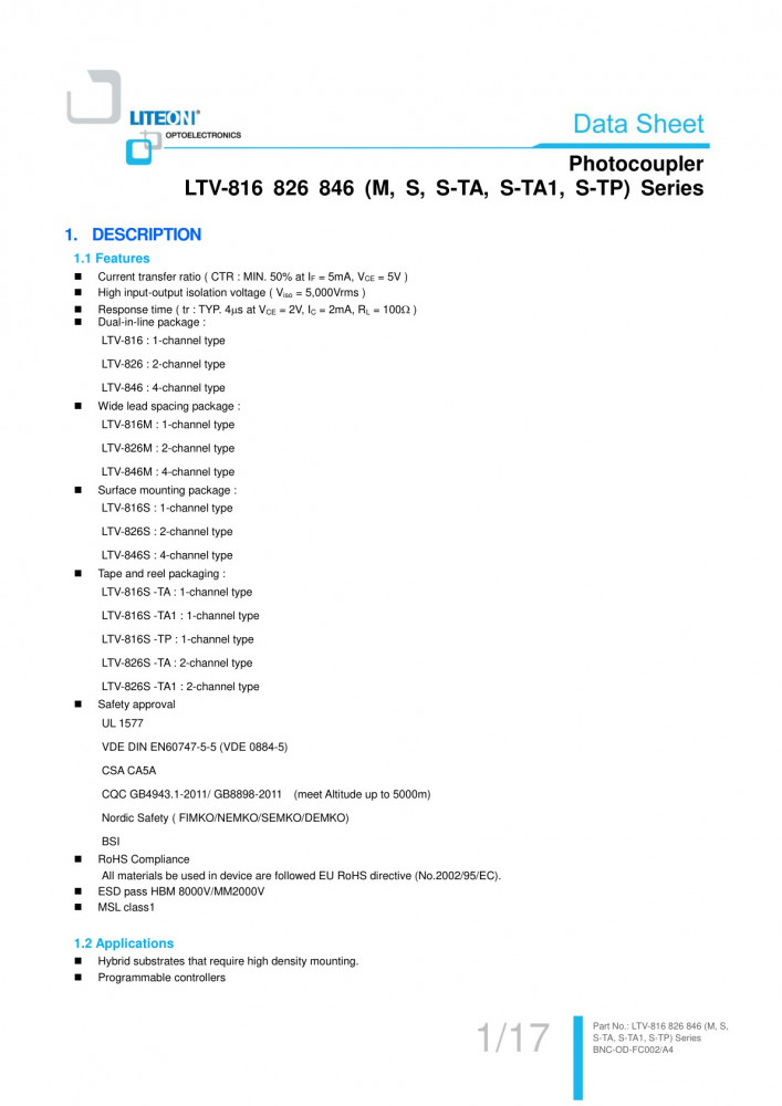 LTV-816M datasheet page 2