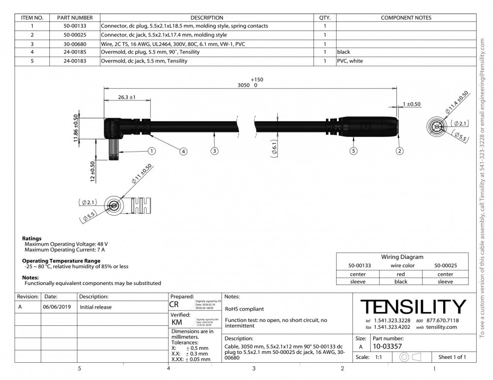 Tensility International 10-03357 technical drawing