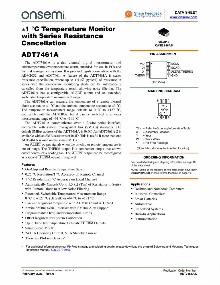 ADT7461A datasheet page 1