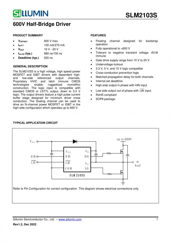 Supplied technical document page 1
