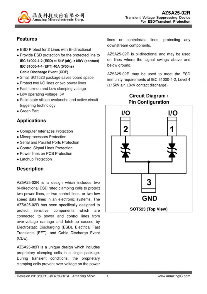 AZ5A25-02R datasheet page 1