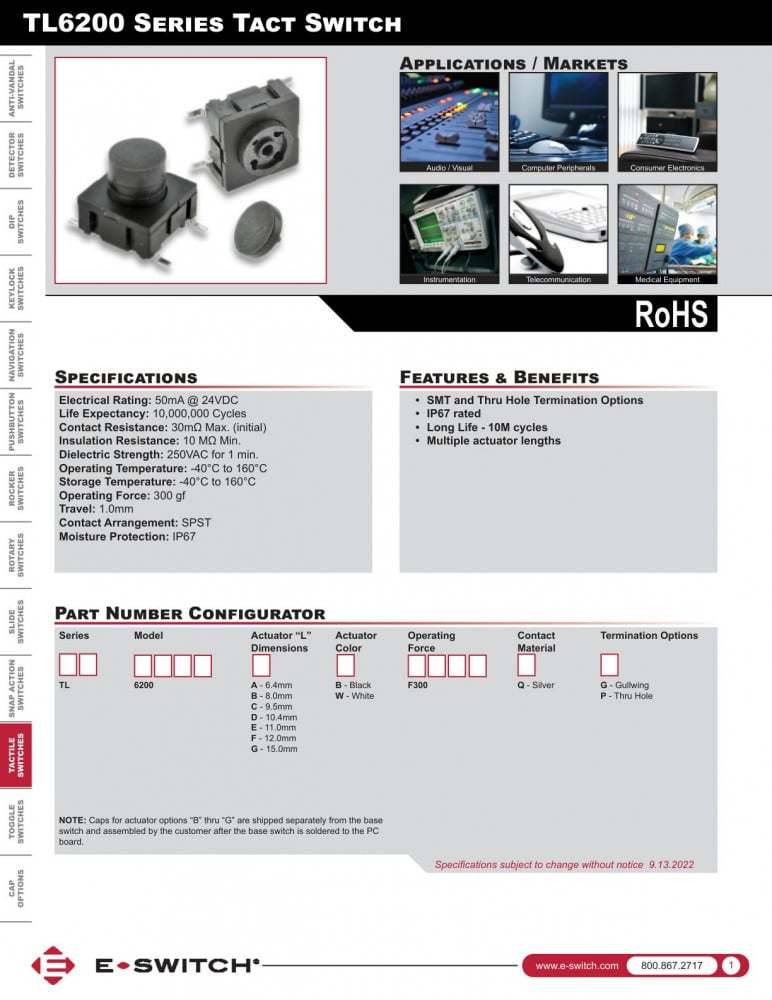 TL6200CBLK technical document page 1