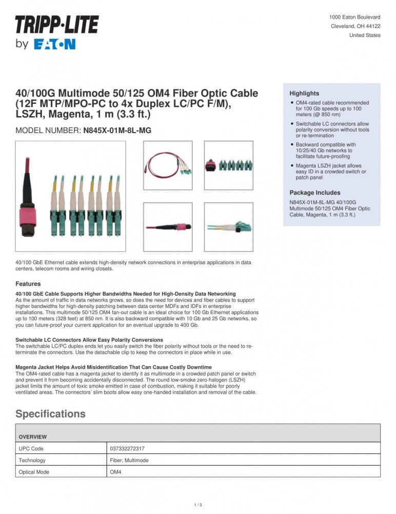 N845X-01M-8L-MG technical document page 1
