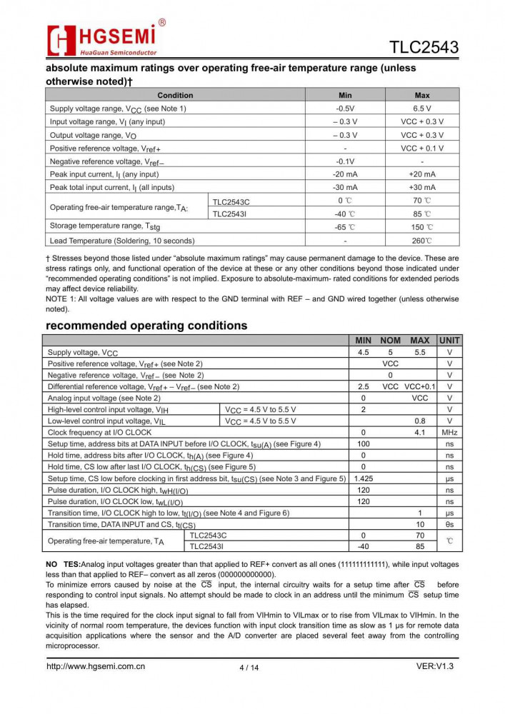 TLC2543IM/TR datasheet page 4