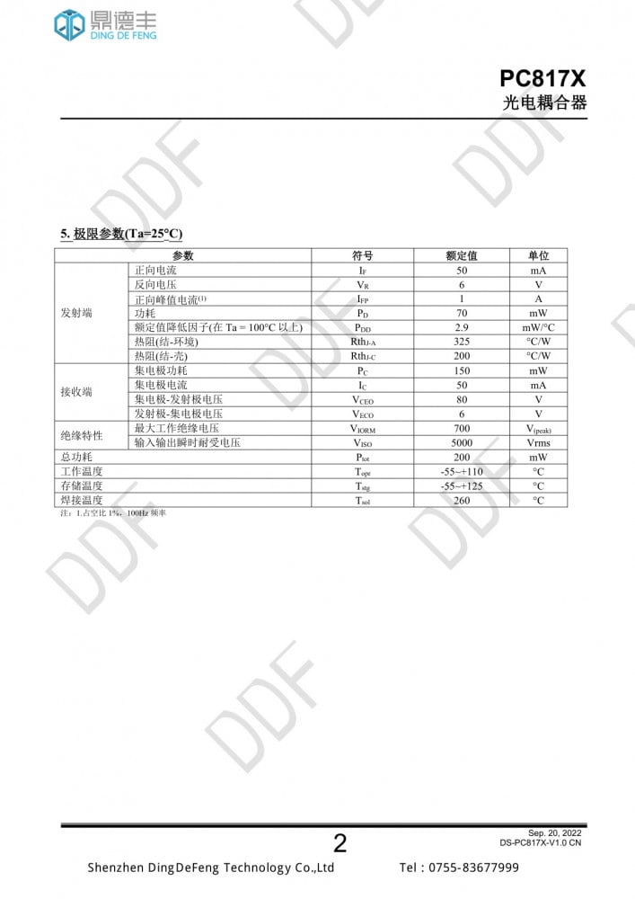 PC817A-FEL-S datasheet page 2
