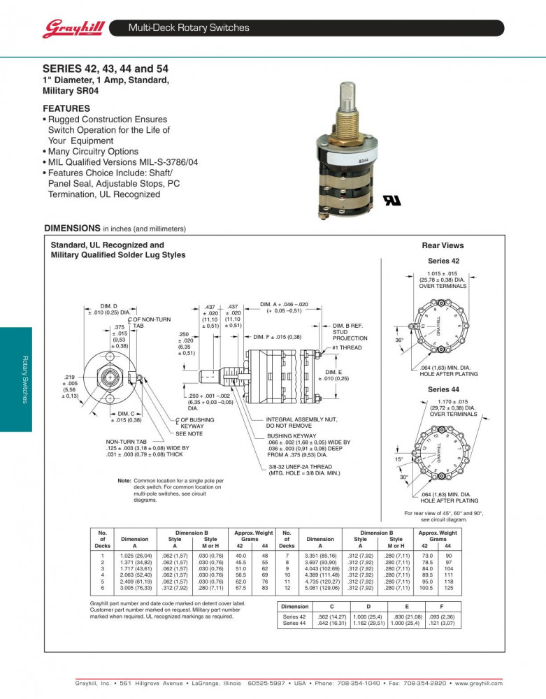 Grayhill Series 44 document page 1
