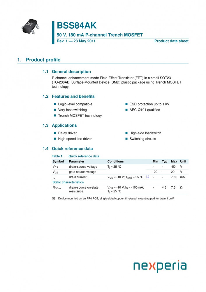 BSS84AK,215 datasheet page 1