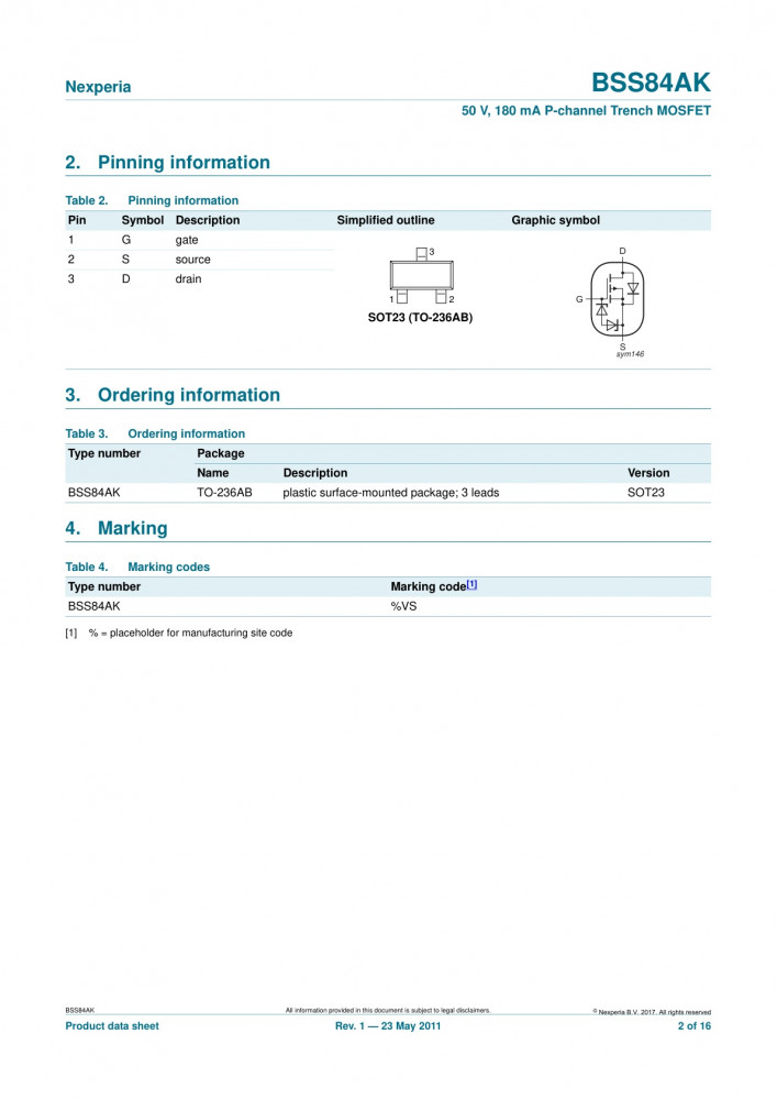 BSS84AK,215 datasheet page 2