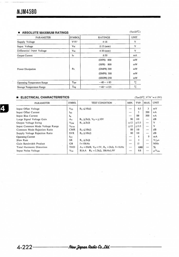 NJM4580 datasheet page 2
