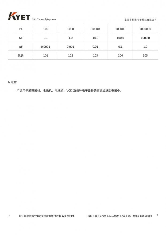 KYET PE334J2E0501 specification approval page 5