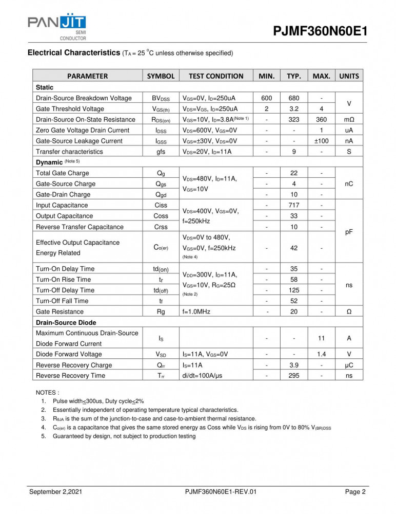 PJMF360N60E1 datasheet page 2