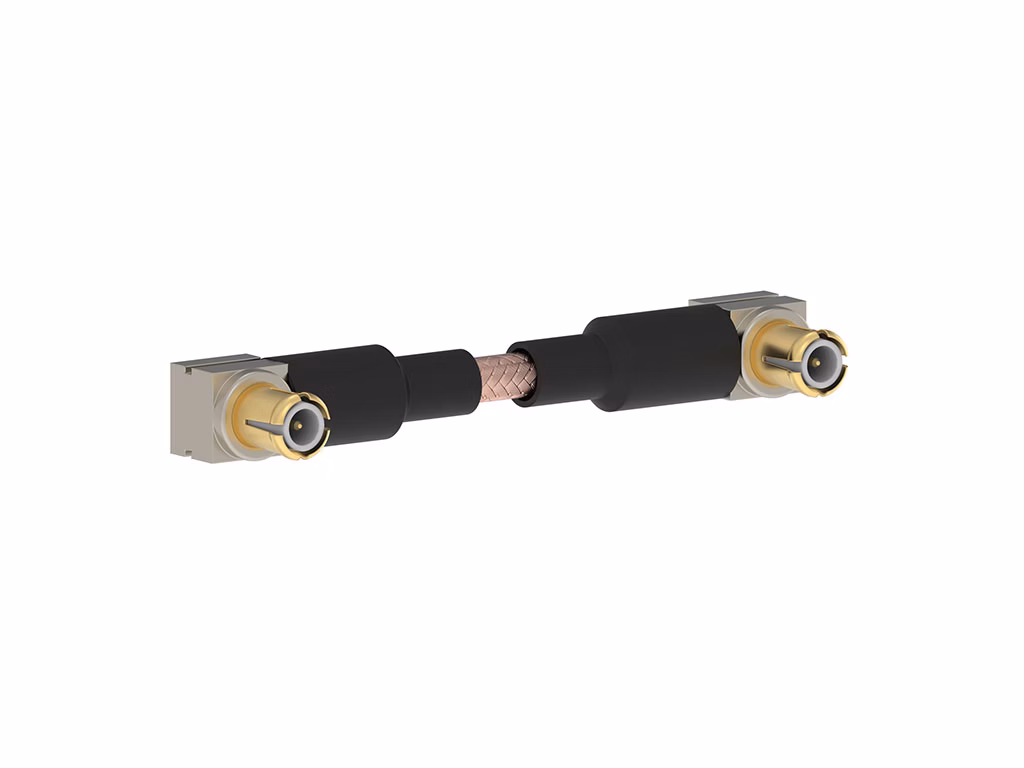 MCX Right-Angle Plug to MCX Right-Angle Plug on RG-316 Cable, 152.40mm Length, 50 Ohms