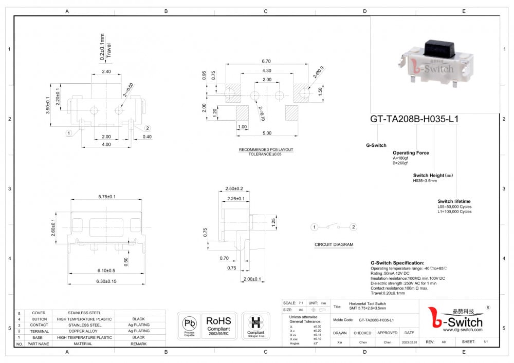 GT-TA208B-H035-L1 technical document preview