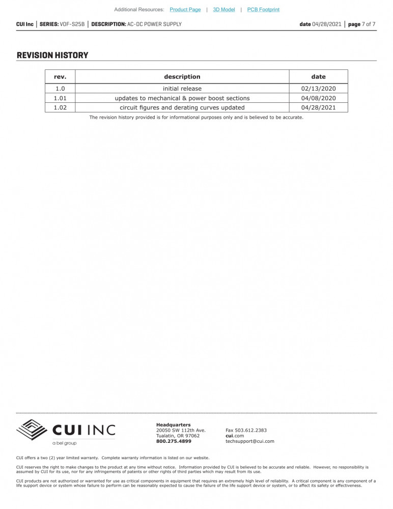 CUI VOF-S25B datasheet page 7