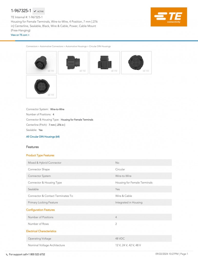 TE Connectivity 1-967325-1 technical document page 1