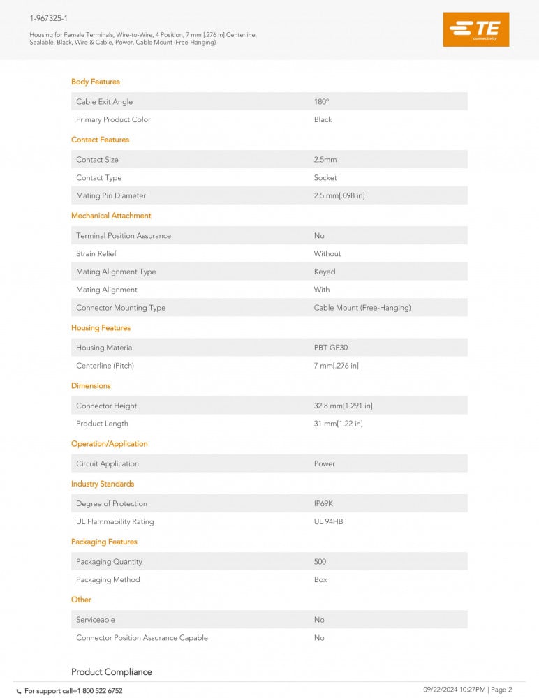 TE Connectivity 1-967325-1 technical document page 2
