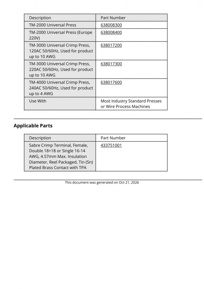 Tooling document page 3 for Molex 638917000