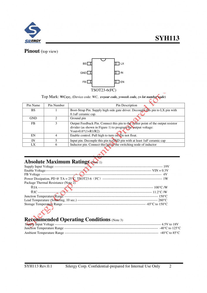 SYH113ADC datasheet page 2