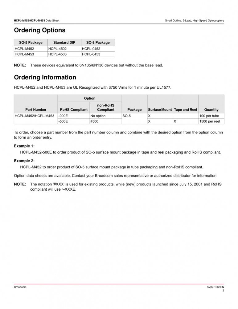 HCPL-M453 datasheet page 2