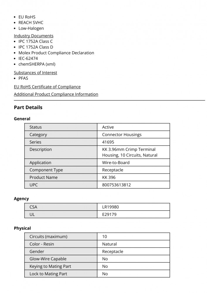 Molex KK 396 technical document page 2