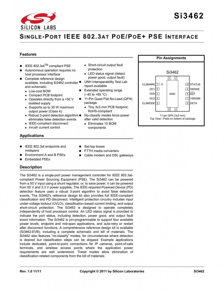 SI3462 document page 1