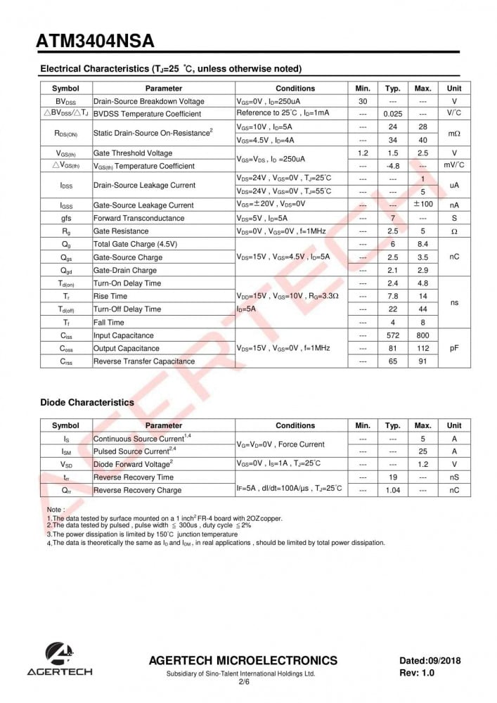 ATM3404NSA datasheet page 2