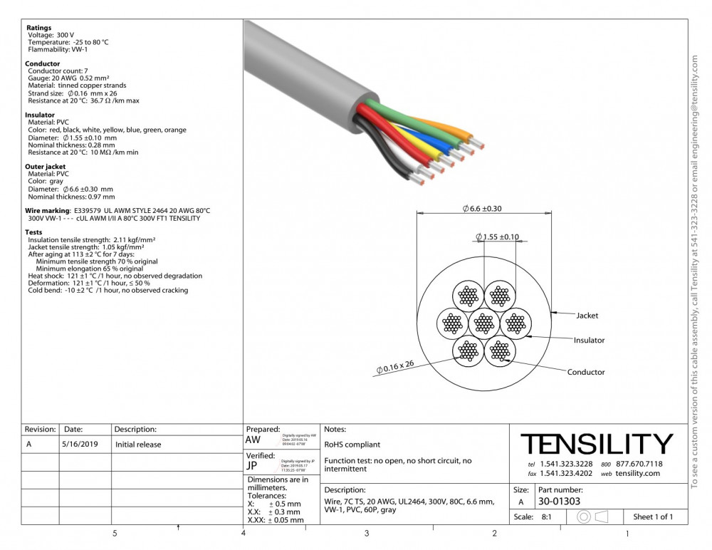 Tensility International 30-01303 cable drawing