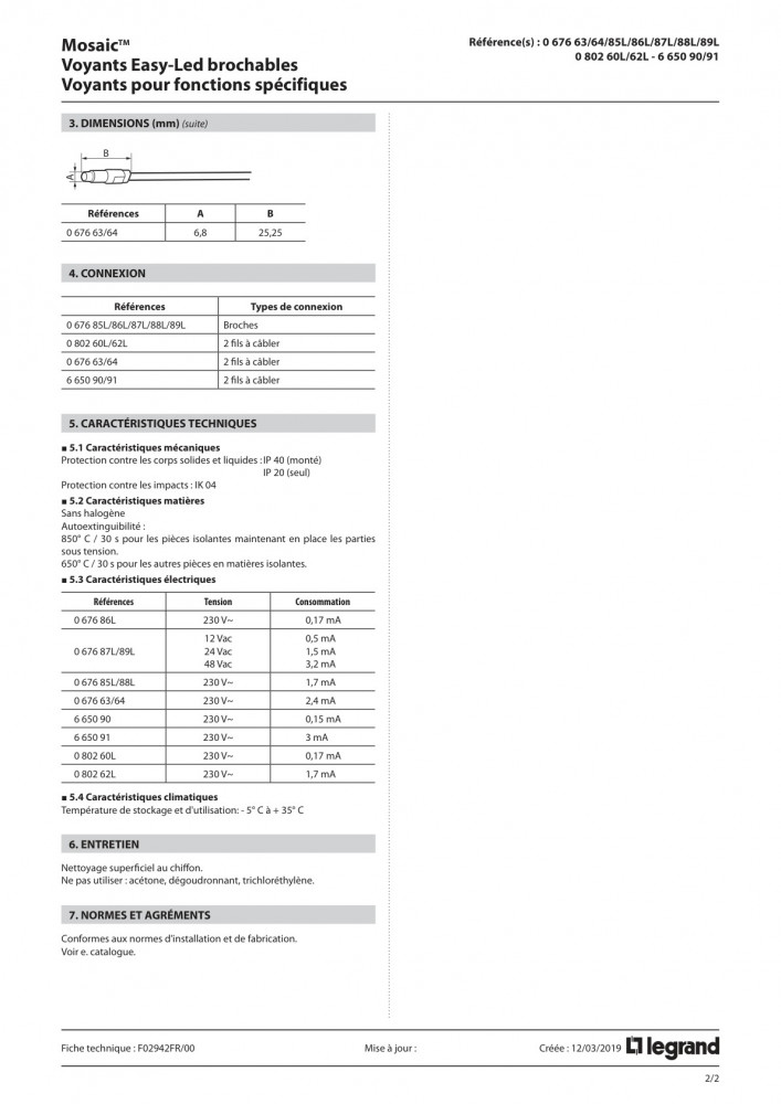 Legrand Easy-Led indicator documentation, page 2