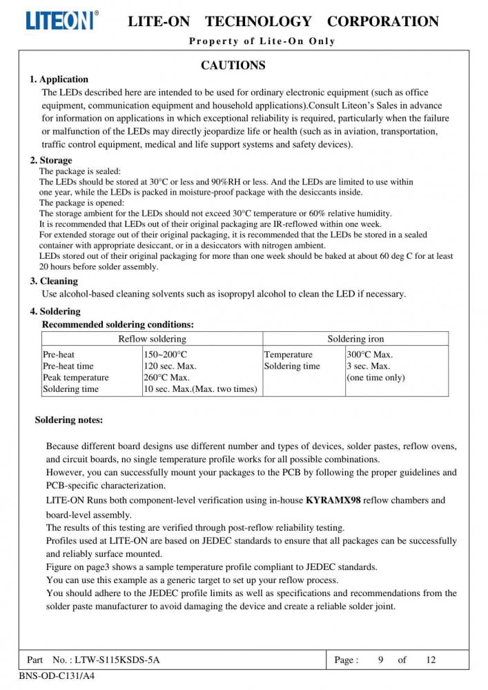 LTW-S115KSDS-5A datasheet page 10