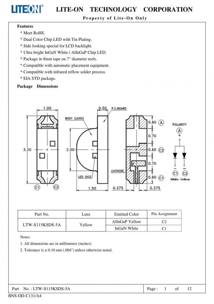 LTW-S115KSDS-5A datasheet page 2