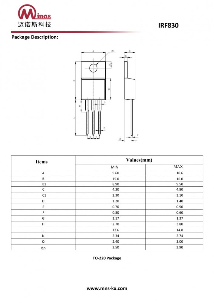 IRF830 datasheet page 3