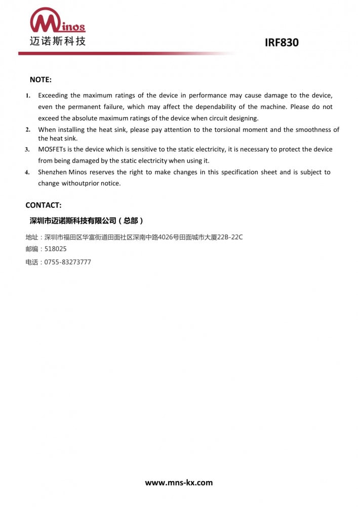 IRF830 datasheet page 4