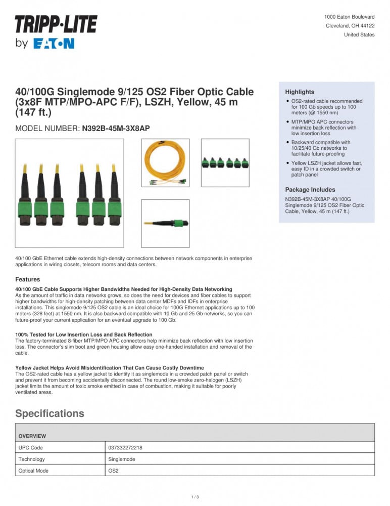 N392B-45M-3X8AP technical document page 1
