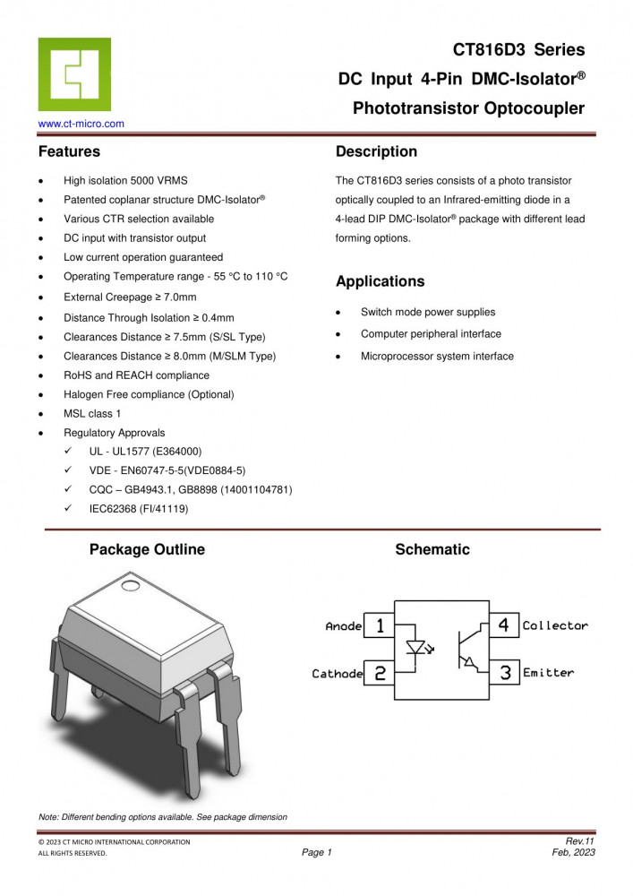CT816D3 datasheet page 1