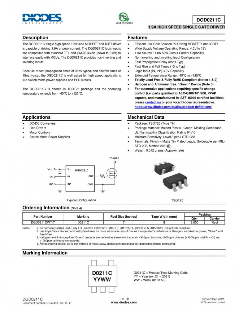 DGD0211CWT-7 datasheet page 1