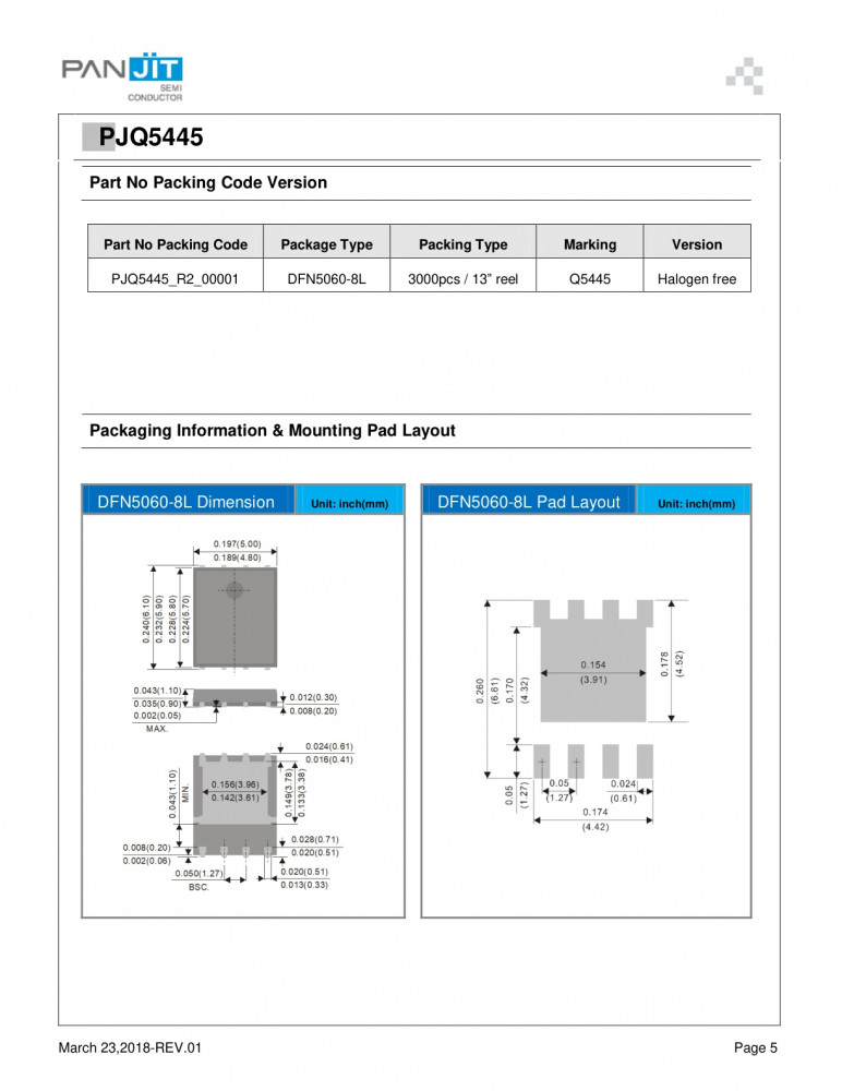 PJQ5445 datasheet page 5
