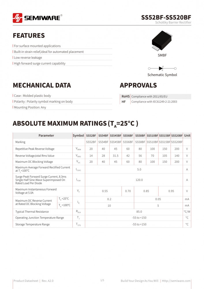 SS58BF datasheet preview, page 1