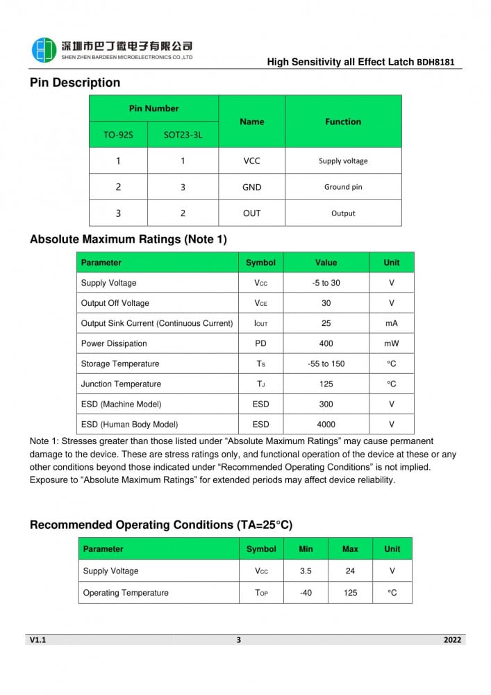 BDH8181 datasheet page 3