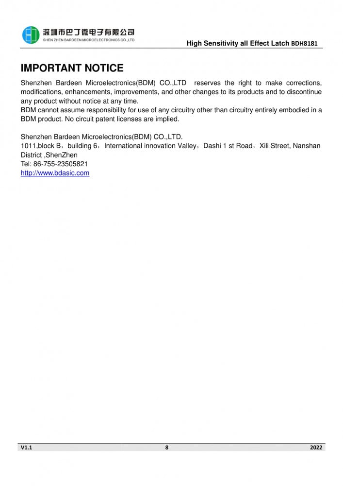 BDH8181 datasheet page 8