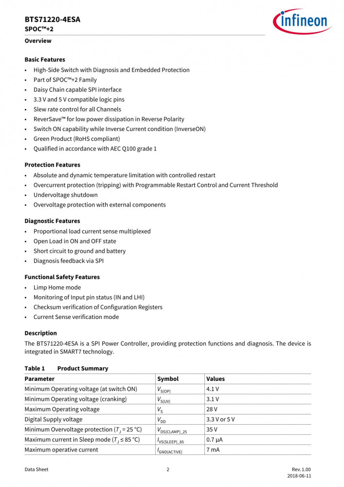 BTS71220-4ESA datasheet page 2