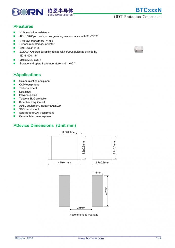BTC601N datasheet page 1