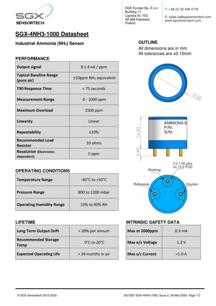 SGX-4NH3-1000 datasheet page 1