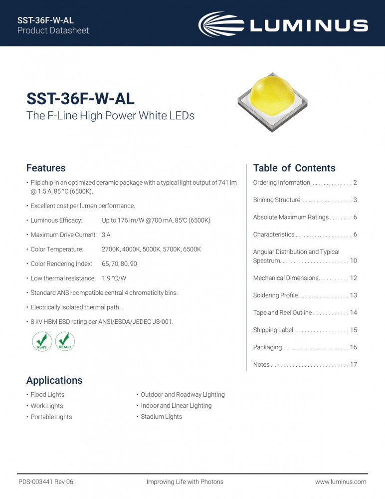 Supplied datasheet page 1