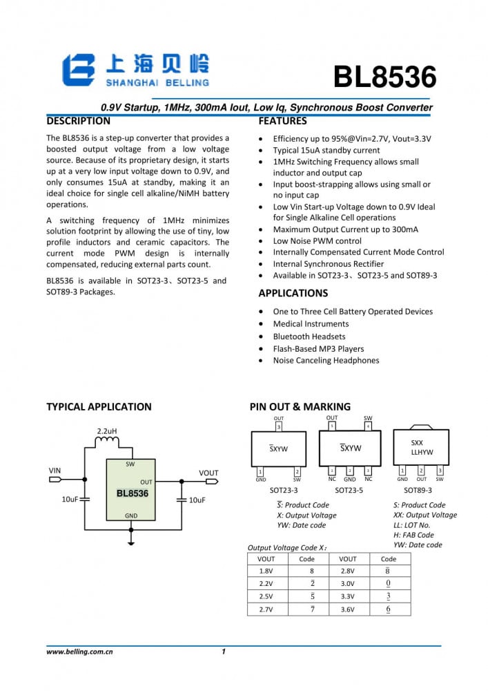 BL8536 datasheet page 1