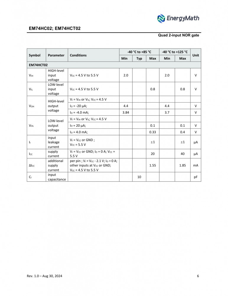 EM74HC02D datasheet page 6