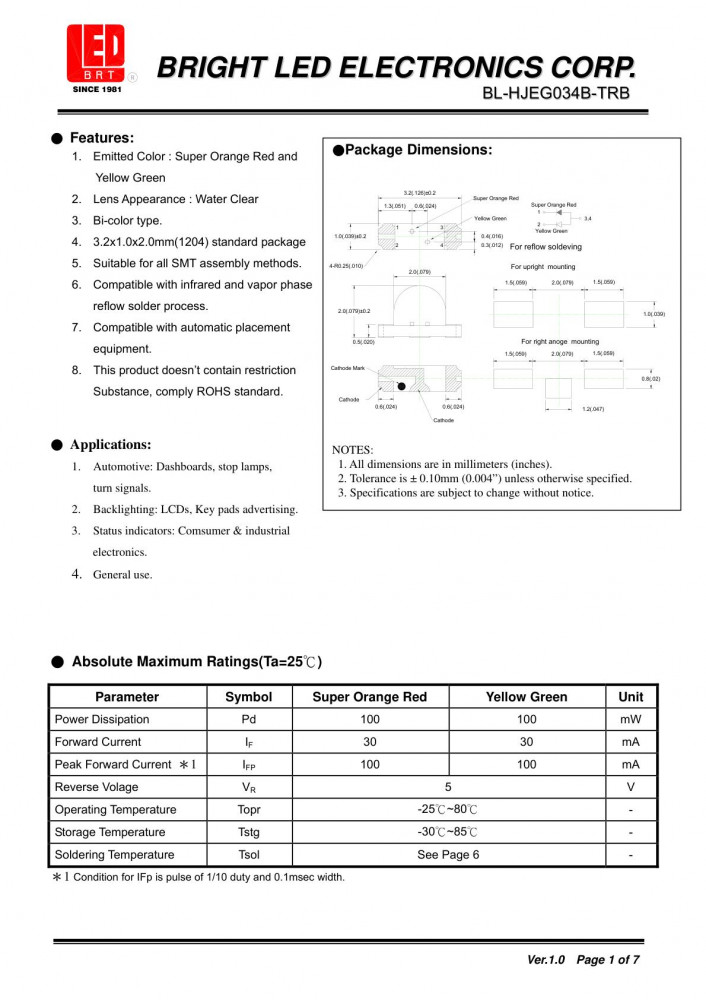 BL-HJEG034B-TRB datasheet page 1