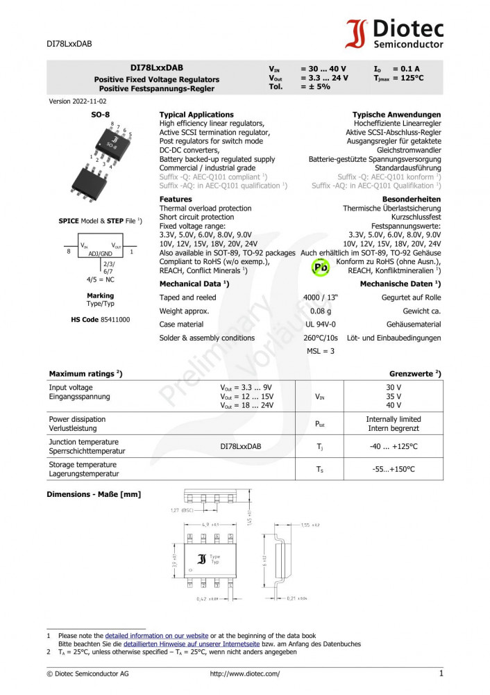 DI78L18DAB datasheet page 1