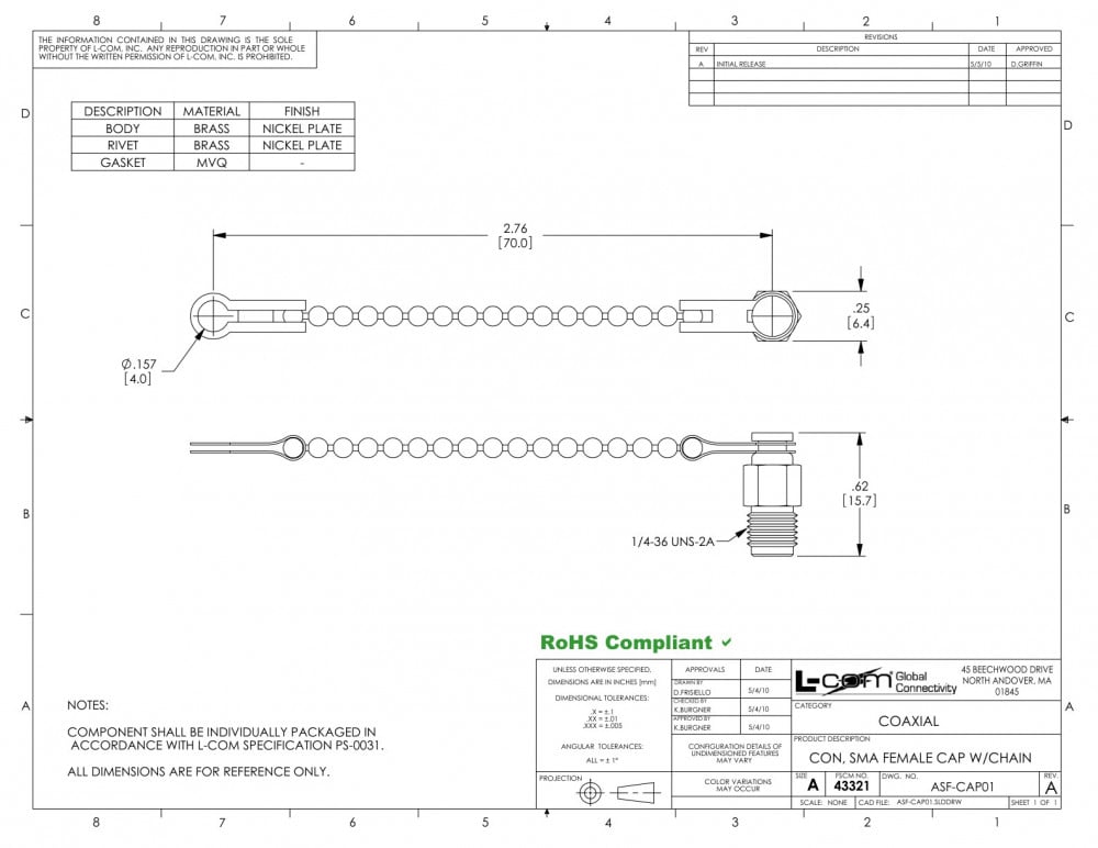 L-com ASF-CAP01 technical document page