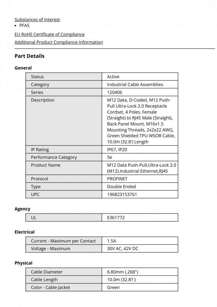 MOLEX series 120406 wiring and part information, page 2